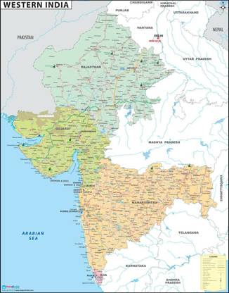 Western India Political Map Fine Art Print - Maps posters in India ...