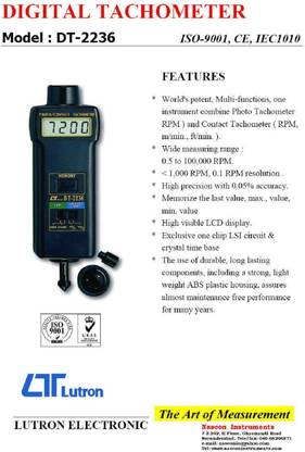 Lutron DT-2236 Digital Tachometer Price in India - Buy Lutron DT-2236 ...