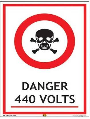 Mr. SAFE Danger 440 Volts In PVC Sticker A4 (8 Inch X 12 Inch ...