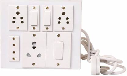 SAIFPRO Heavy Duty Wooden Extension Board (4 Sockets,3 Switches) 12 ...
