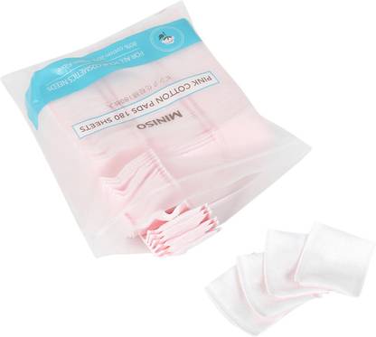 MINISO Pink Cotton Pads 180 Sheets Soft for Cleaning Wiping Makeup ...