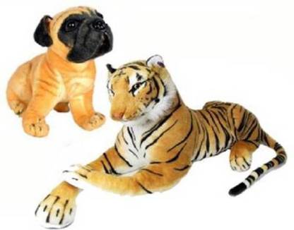 Sanvidecors tiger & huch dog soft toys combo piss Animal Stuffed Soft T ...