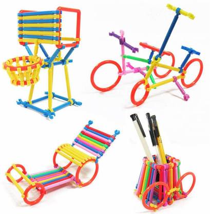 Toy Jumble 110 PCS Interlocking Sticks Building Early Learning Blocks ...