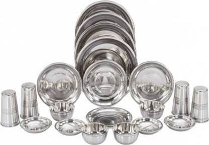KITCHAN BARTAN Pack of 24 Steel Stainless Steel DINNER SET Dinner Set ...