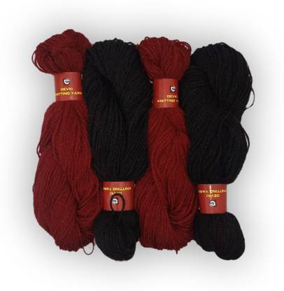 devki knitting yarn PACK OF 200 gm YARN . MAROON & BLACK COLOR. - PACK ...