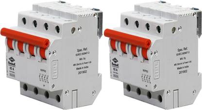 HPL Rakshak Polycarbonate 63A Isolator Four Pole MCB (Miniature Circuit Breaker) White 2Pack ...