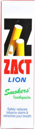 Zact SMOKERS' TOOTHPASTE - FOR REDUCING TOBACCO STAINS OF ALL FORMS ...