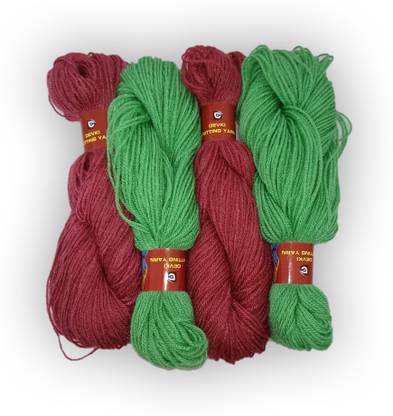 devki knitting yarn PACK OF 200 gm YARN . MULBERRY & SURF GREEN COLOR ...