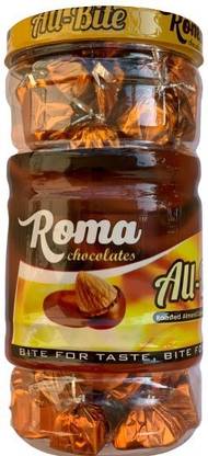 roma chocolates ROASTED ALMOND WITH RICH MILK CHOCOLATE 675gms JAR PACK ...