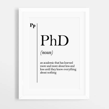 ColossalArtHouse PHD White Motivational Framed Poster for Home and ...