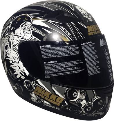Nikko N-800T BLACK GOLD PSYCHO-MATT-LARGE-FULL FACE HELMETS Motorbike ...