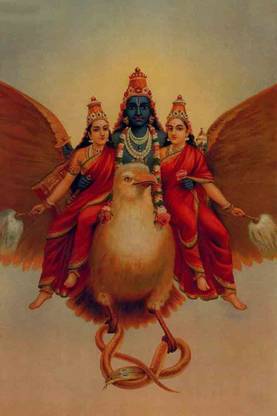 Lord Vishnu on Garuda Waterproof Vinyl Sticker Poster || can1767-1 Fine ...