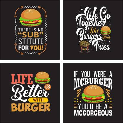 Set of 4 If you were a burger Motivational full glue sticker poster for ...