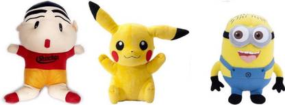 GOD GIFT GALLERY Combo of Shinchan, Minion and Pikachu Soft toy- 30 cm ...