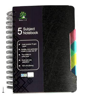 Edulife 5 Subject Notebook Regular Notebook Single Ruled 300 Pages ...
