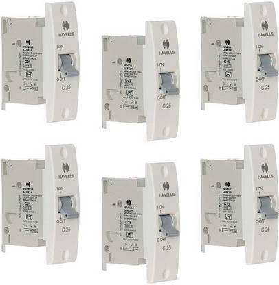 HAVELLS DHMNCSPA025 PVC Plastic 25A SP C Mini MCB (White,Pack of 4 ...