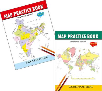 Map Books Set Of 2 Books | Map Practice Books India Political And World ...