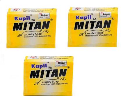 MITAN Laundry soap Made From 100% Vegetable oil 125 gm (pack of 3 ...