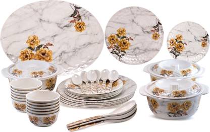 Agile Pack of 40 Melamin Platinum Melamine Royal Dinner Set (Diamond ...