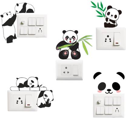 Decoration Designs 13 cm Funny Panda Switch Board Sticker Set 5 Self ...