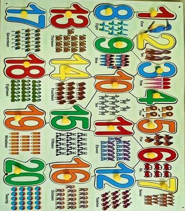 jaraglobal 1 to 20 Counting Numbers Wooden Puzzle Board with Knob ...