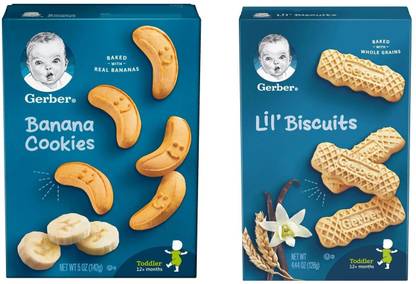 GERBER Cookies Combo (Pack of 2) - Banana Cookies + Lil' Biscuits Baby ...