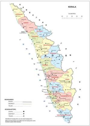 Kerala Map Waterproof Vinyl Sticker Poster || (12X18 inches) can1848-1 ...