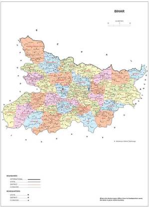 Bihar Map Waterproof Vinyl Sticker Poster || (24X18 inches) can1836-2 ...