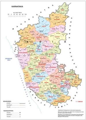 Karnataka Map Waterproof Vinyl Sticker Poster || (24X36 inches) can1847 ...