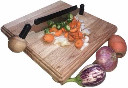 JVJP I Wood Wooden Vegetable Cutter (10 * 12 Inch) Wooden, Stainless ...