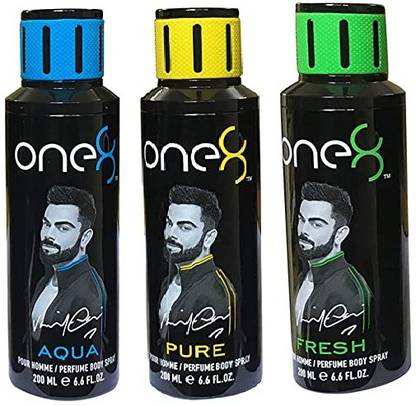 one8 by Virat Kohli Aqua + Pure + Fresh Deodorant Body Spray 3Pcs ...