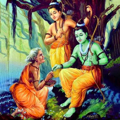 Lord Ram Laxman & Goddess Sabari Religious Waterproof Vinyl Poster ...