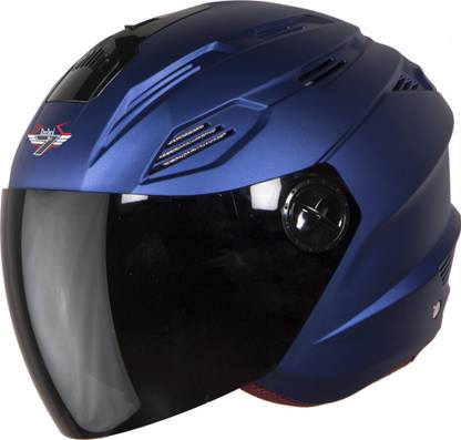 Steelbird SBA-6 7Wings Ela Open Face Helmet for Girls in Glossy Y Blue ...