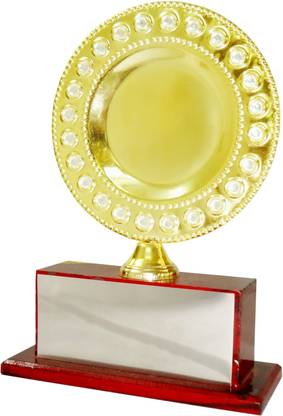 JETHA ENTERPRISES METAL TROPHY ROUND PLATE GOLDEN Trophy Price in India ...