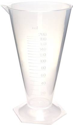 Eisco Conical Measuring Cup, 200ml - Polypropylene - Spout, Hexagonal ...