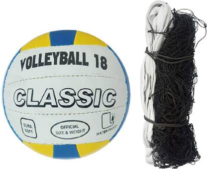 blark CLASSIC VOLLEYBALL AND NYLON VOLLEYBALL NET BLACK Volleyball Kit ...