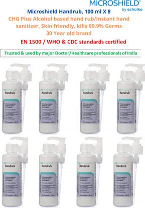Microshield Handrub 100 ml (Pack of 8 with dispenser pump)) Hand Rub ...