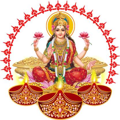 god & god's Laxmi G With Diye Wall Sticker 808 Medium Self Adhesive ...