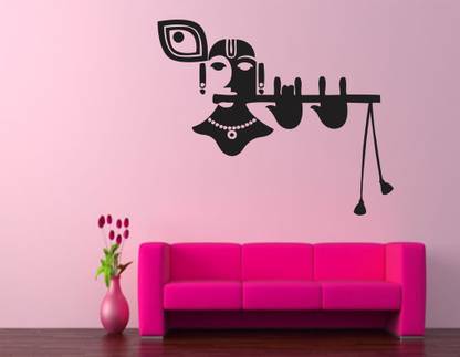 LAKSHIT ENTERPRISES 60 cm Shree Krishna with fluit Black wall decal ...