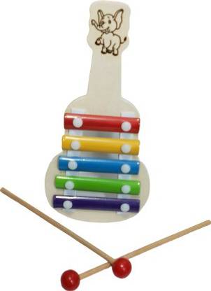 Elburs Wooden Xylophone Musical Instrument | 5 Knocks Guitar Shape Xylo ...