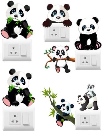 Medium Panda With Green Leaves Switch Board Sticker Price in India ...