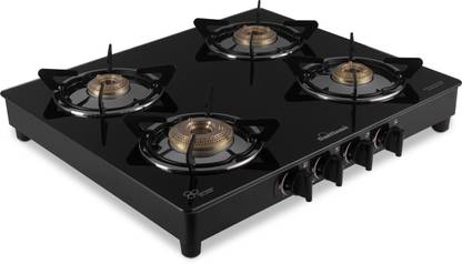 Sunflame NOVA 4 BURNER BLACK Stainless Steel, Glass Manual Gas Stove ...
