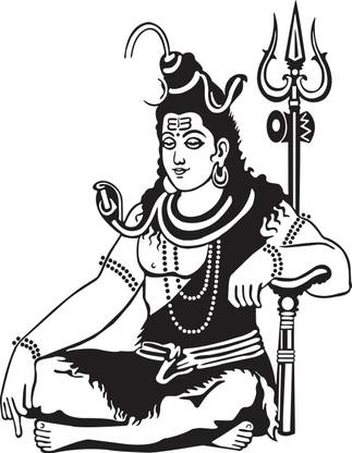 Jump up 59 cm Lord Shiv black wall sticker Self Adhesive Sticker Price ...