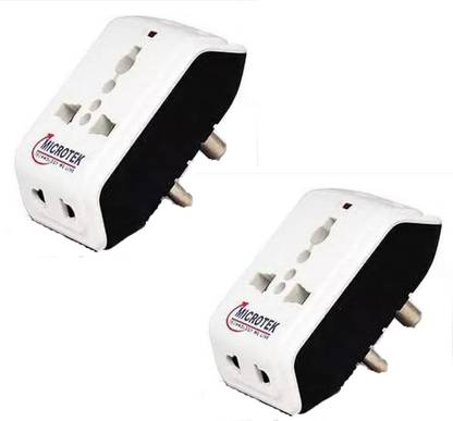 Microtek 3-Pin Multi Plug Adaptor (6A, 240V~), White & Black 3 Socket ...