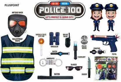 VARNA Police Uniform for Kids - 14-Piece Police Officer Costume Role ...