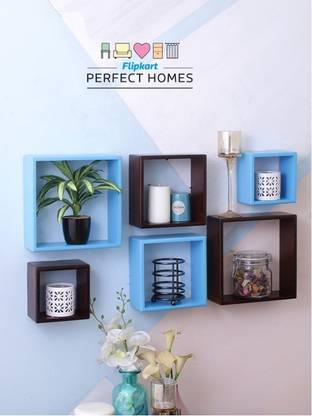Flipkart Perfect Homes Set of 6 Square Wall Shelves MDF (Medium Density ...