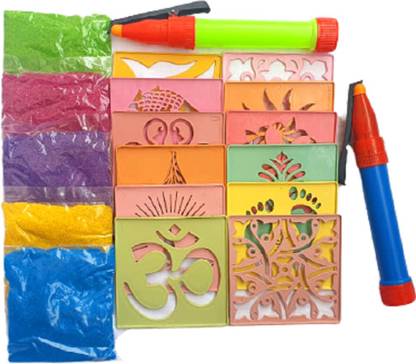 Upyukat Complete Rangoli Making Kit-Set of 12 Rangoli Stencils (4 x 4 ...