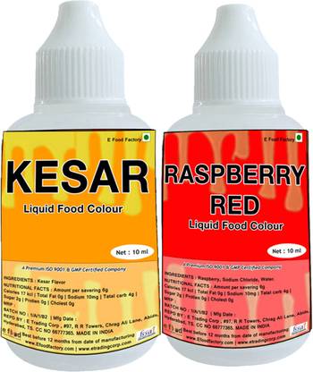 E Food Factory Liquid Food Colour ( Kesar & Raspberry Red ) 10ml In ...