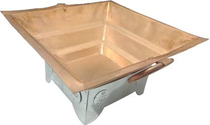 S-QUBE Copper Havan kund with Stainless Steel Stand ( size : 8.5 inch ...