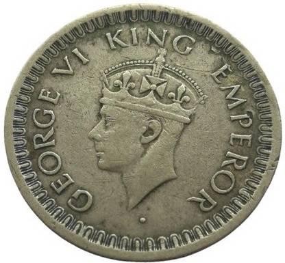 COINS WORLD 1945 KING GEORGE VI HALF RUPEE RARE SIVER COIN OF BRITISH ...